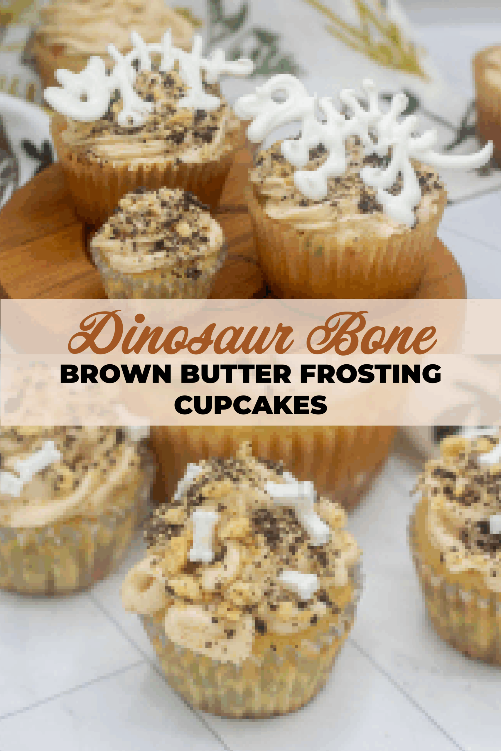 dino bone cupcakes with brown butter frosting; | Best With Chocolate